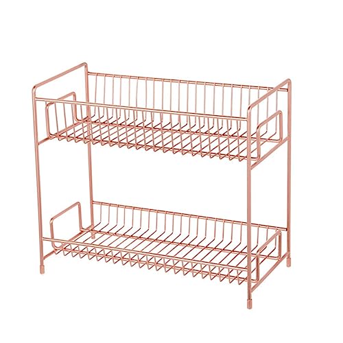 Mikinona 1pc Storage Rack Wire Rack Shelf Cupboard Organizers and Storage Kitchen Wire Basket Standing Shelves Cord Organizer Case Storage Bin Shelves Perfume Organiser Golden Iron