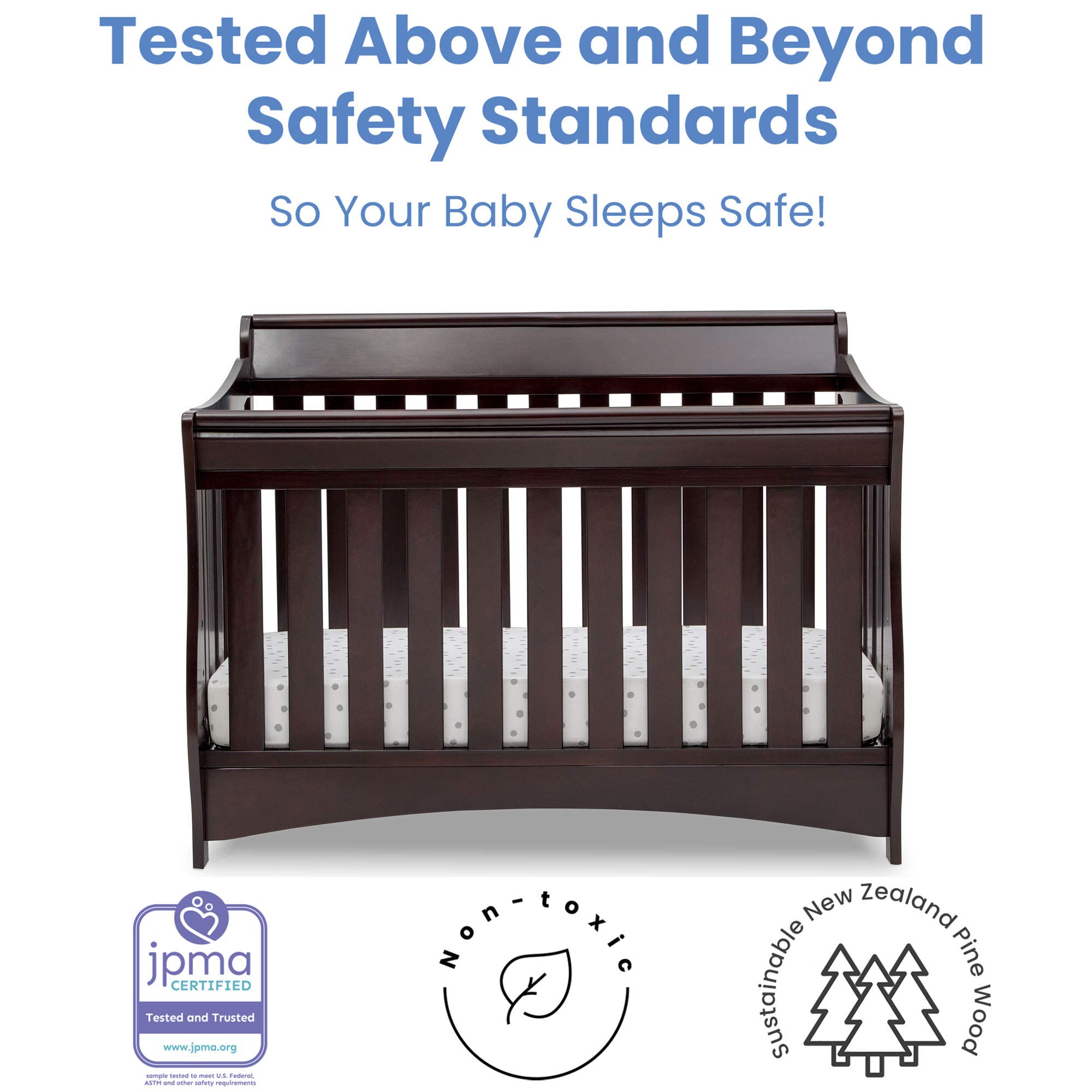 Delta Children Bentley S Series Deluxe 6-in-1 Convertible Crib, Dark Chocolate