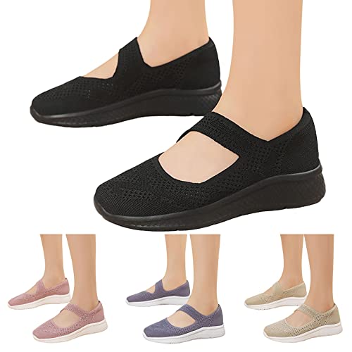 FASDNENDYS Womens Shoes Solid Color Casual Shoes Woven Hollow Breathable Fashion Flat Slip On Womens Sneaker Boots 9 Black