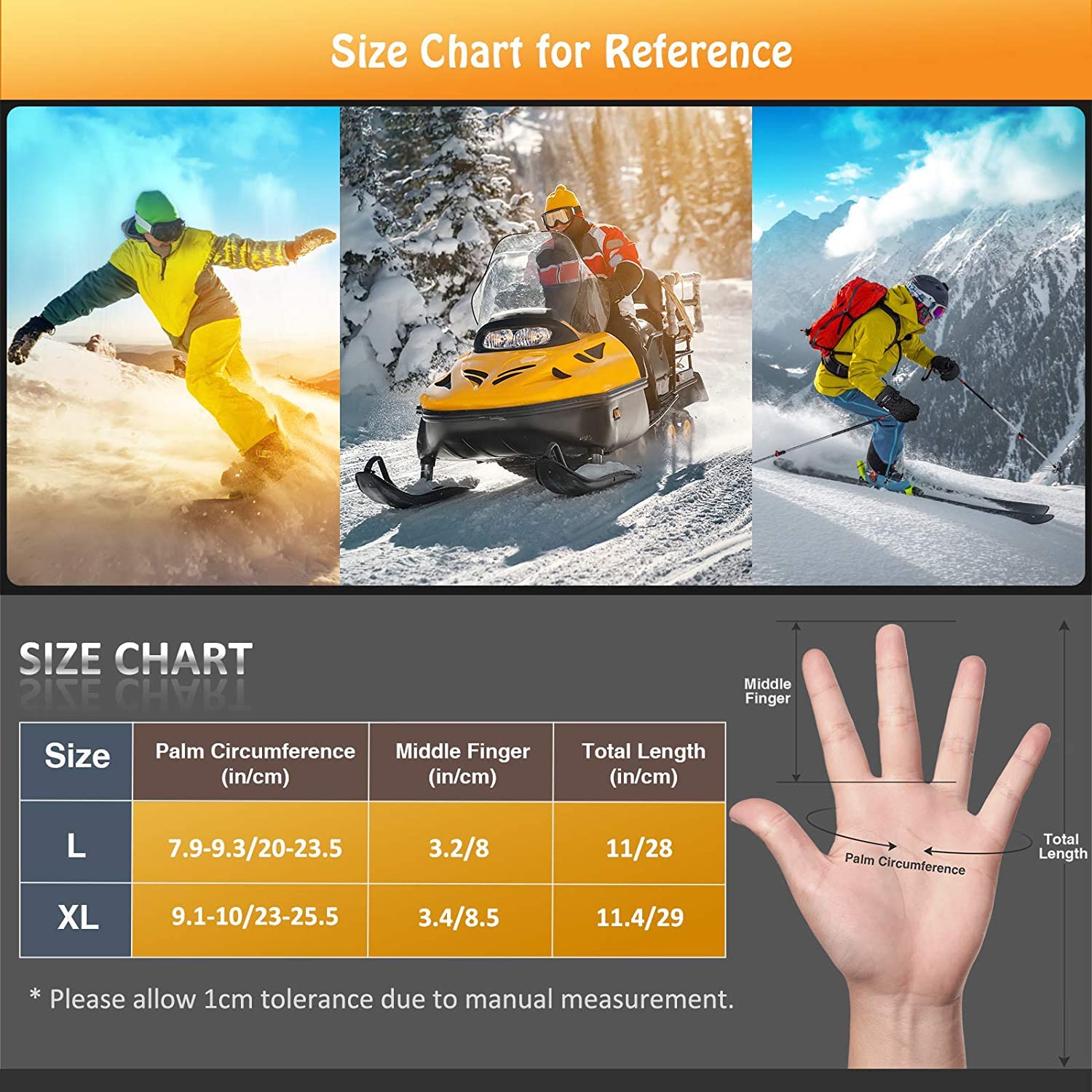 Flamino Winter Ski Gloves, Made with 3M Thinsulate Insulation, Waterproof Work Gloves with Touchscreen, Warm Snow Gloves for Women and Men in Cold