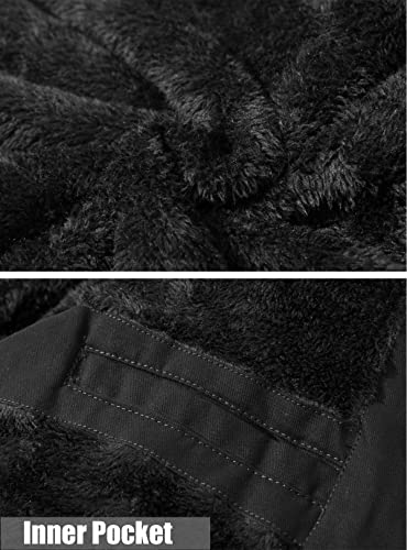 TACVASEN Jackets Mens Winter Army Military Jacket Zipper Jacket Cargo Jacket Winter Coat Outdoor Cotton Coat Black
