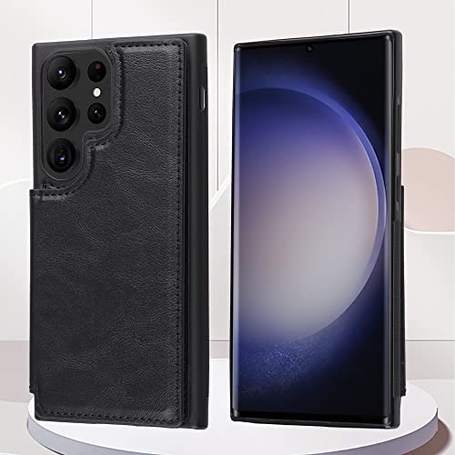 Kedoo for Samsung Galaxy S23 Ultra Wallet Case with Card Holder,PU Leather RFID Blocking Card Slot,Double Magnetic Clasp and Durable Shockproof Cover, Black.