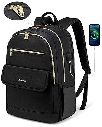 LOVEVOOK Laptop Backpack for Women,15.6 Inch Fashion Travel Backpack,Large Capacity Backpack Purse with USB,Water-resistant fits College Work Business Travel (Black)