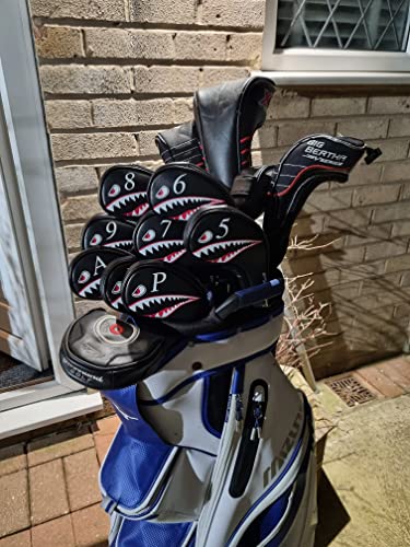Craftsman Golf 10pcs/Set Shark Golf Club Iron Head Covers Headcover with No. on Both Sides Suitable for Right and Left Handed Golfer Zipper Closure (Iron Headcover)
