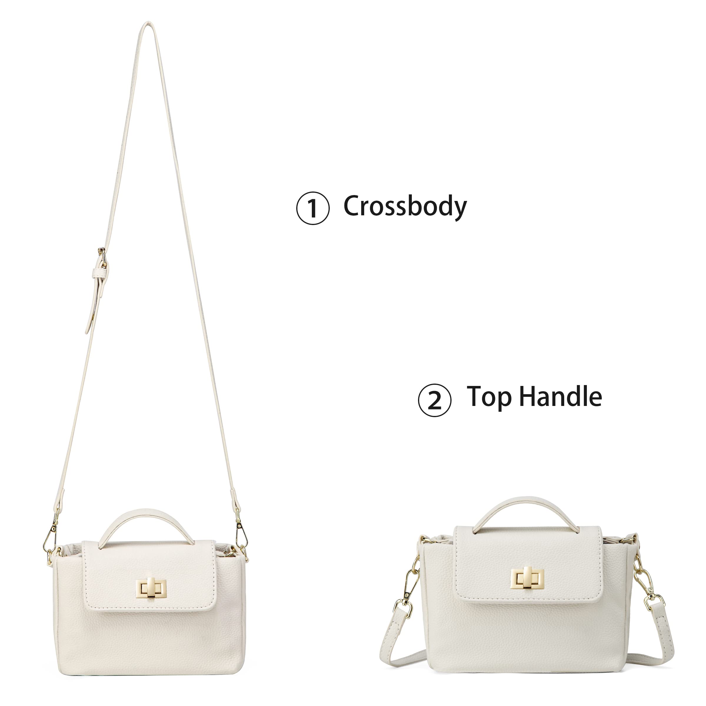 Flapover Retro Mini Top Handle Purse Shoulder Bag Small Crossbody Purse for Women Girls