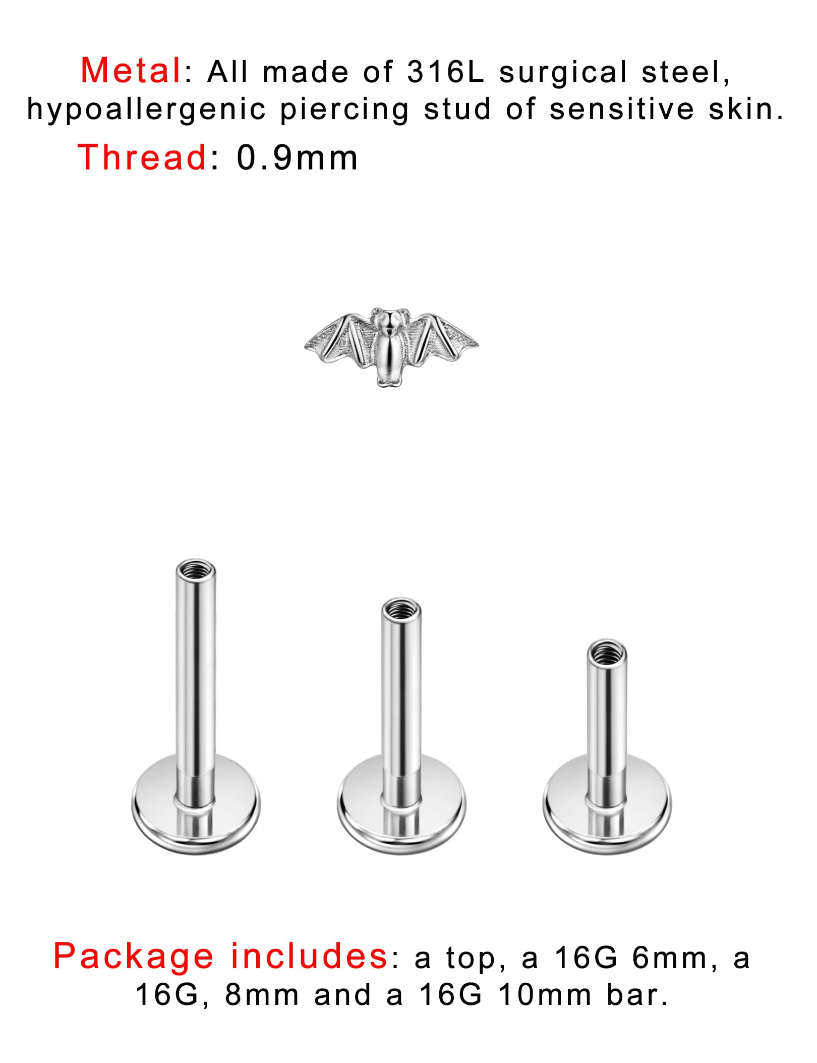 FANSING Celestial Lightning Bolt Nose Studs for Women Flash Thunder Bolt Nostril Piercing Jewelry Silver Earrings Stud Surgical Steel Cartilage Earring with 18g 6mm 8mm 10mm Internally Threaded Posts