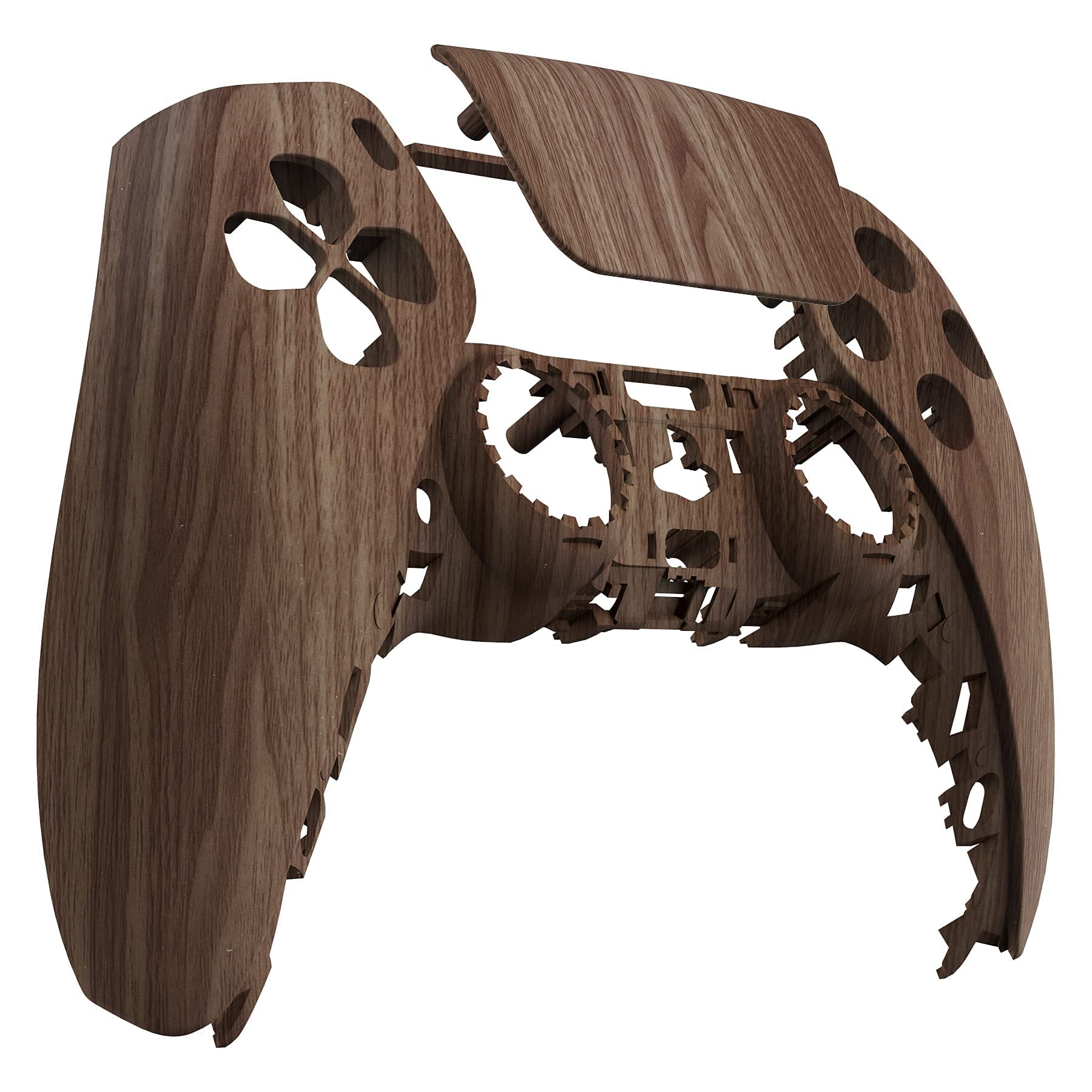 eXtremeRate Wood Grain Touchpad Front Housing Shell Compatible with Controller, Soft Touch DIY Replacement Shell Custom Touch Pad Cover Faceplate Compatible with Controller