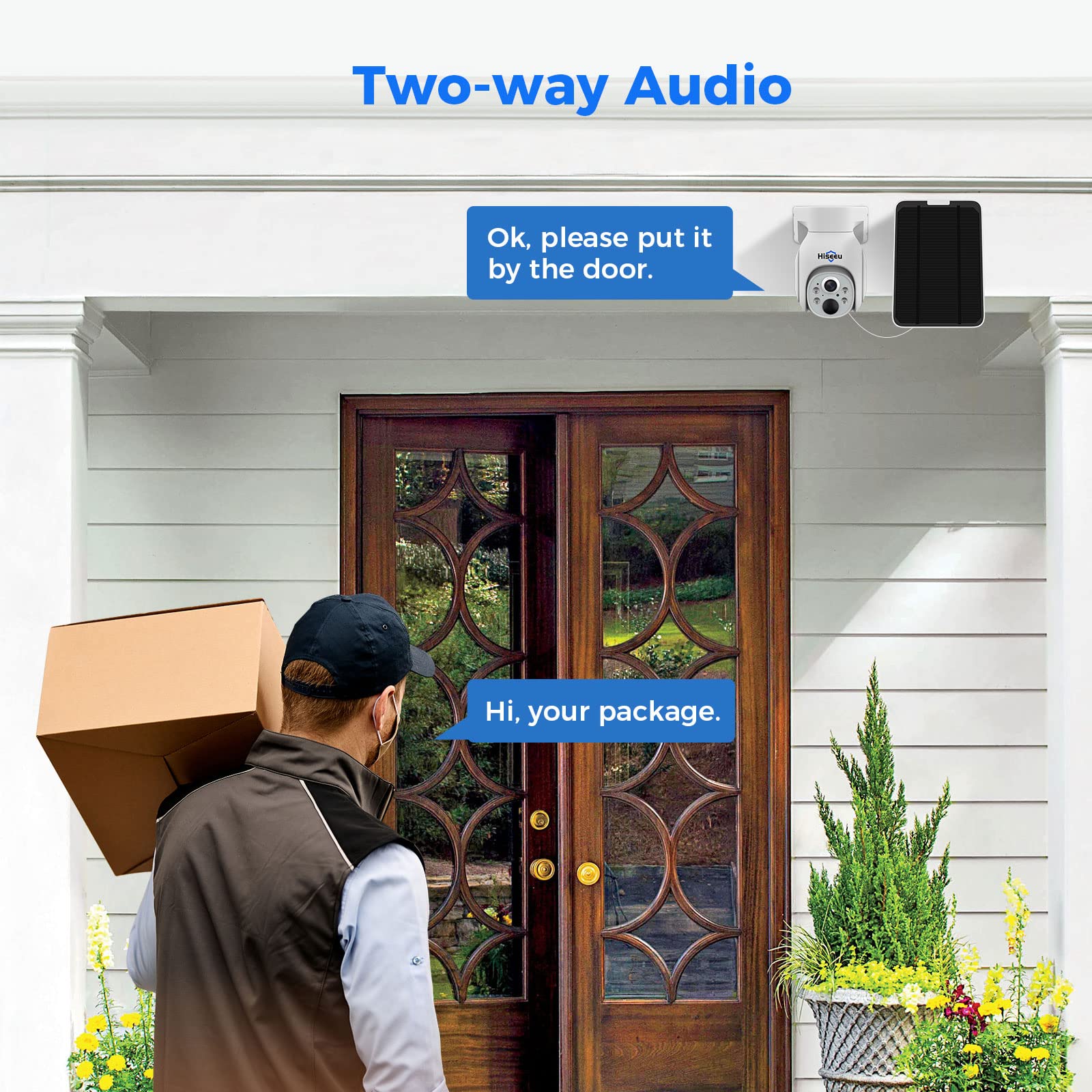 Hiseeu 2 Pack FJ2C Wireless Indoor Camera, Auto Tracking WiFi Security Camera for Home, Pet Camera for Baby, Nanny, Dog, Cat, 360°, 2 Way Audio, IR Night Vision, Work with Alexa