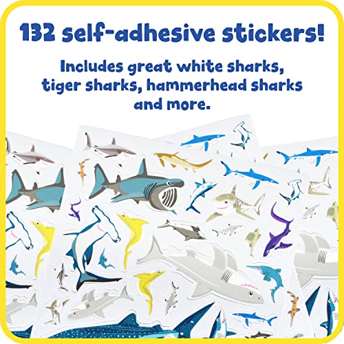 READY 2 LEARN Foam Stickers - Sharks - Pack of 132 - Self-Adhesive Stickers for Kids - 3D Cute Shark Stickers for Laptops, Party Favors and Crafts