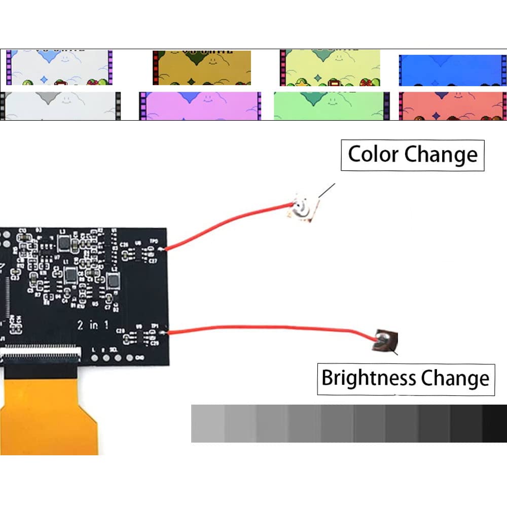 HISPEEDIDO V2 GBA Backlit LCD Replacement Mod Kits, Screen Backlights Display Kits Game Accessories Compatible with Game Boy Advance(Brightness & Color Adjustable)