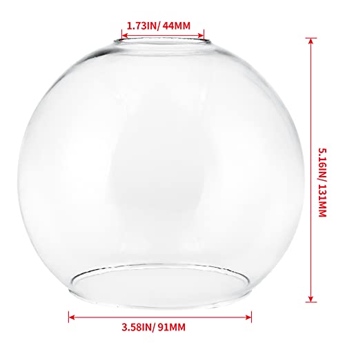 Skelang Clear Glass Shade, Globe Lampshade with 1.73" Fitter Opening, Fixture Replacement Globes for Pendant Light, Lamp, Wall Sconce