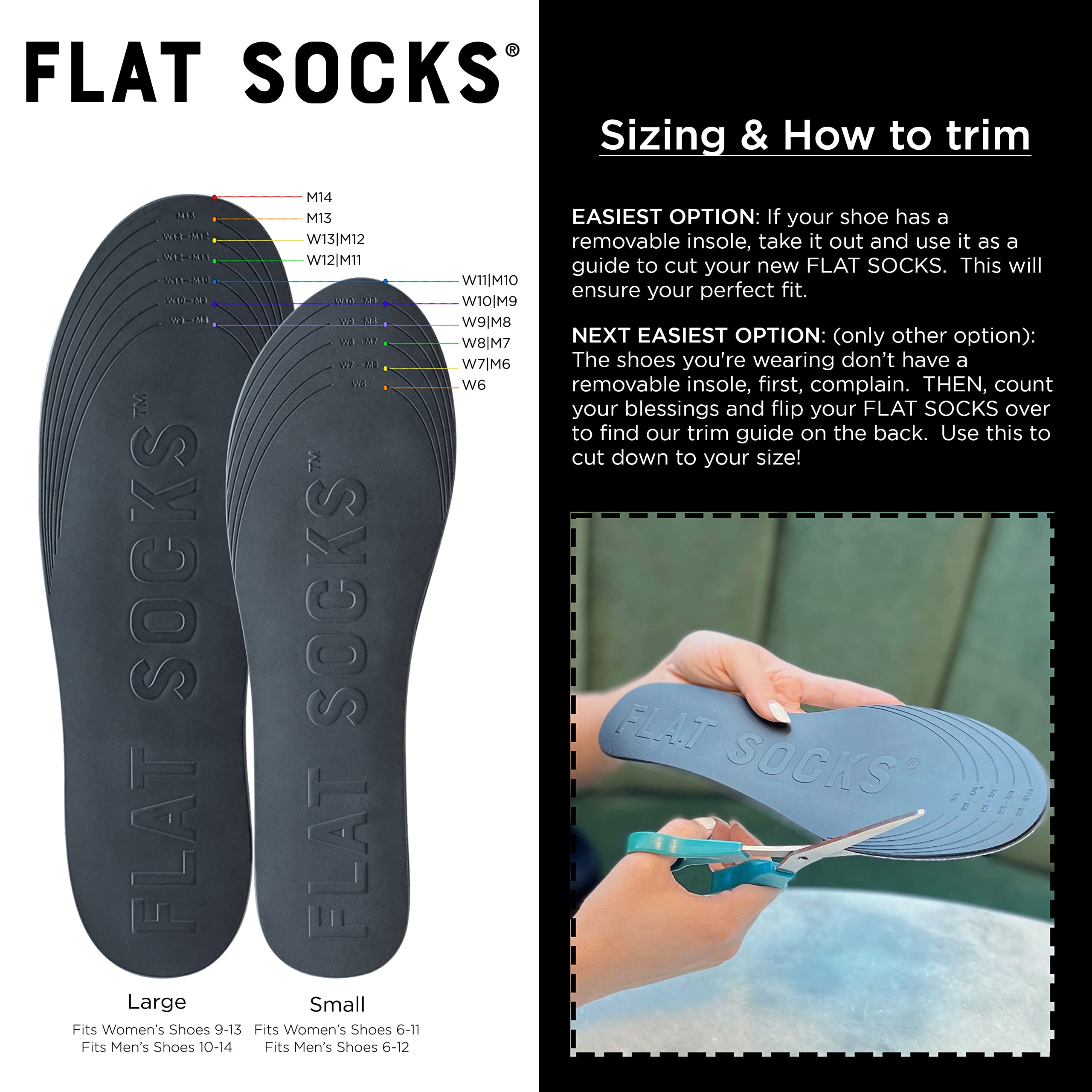 FLAT SOCKS No Show Socks, Sockless Shoe Liner, No Slipping, No Stinking, Washable Barefoot Shoe Insert for Men and Women, Coral Check, Large