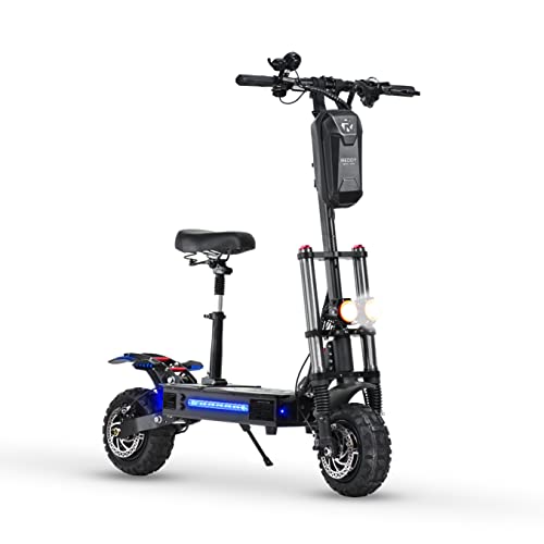REDDYDY Adult Electric Scooter, Max Speed 55MPH,Total Power 6000W, 75mile Long Range Battery, 60V Dual Drive, 11-inch Wheels, Portable Foldable, Off Road (60V38AH 70-75 Mile Range)