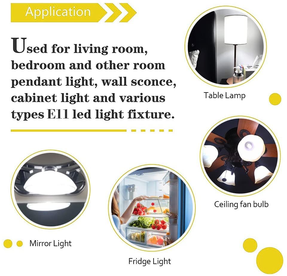DSXR E11 led Bulb 75w 100w Halogen Bulb Replacement, JD T4 e11 Mini Candle Holder Base 110V 120V 130 Voltage Input Bulb.