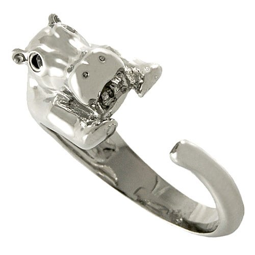 Ellenviva Hippo Animal Wrap Ring White Gold-Plated Shiny Silver Tone- Size 6