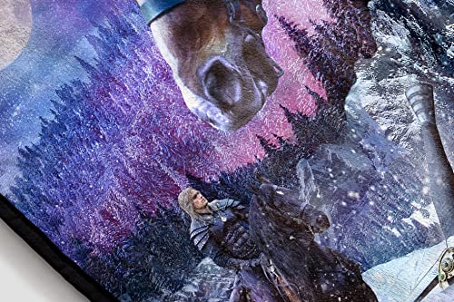 Jay Franco The Witcher Geralt On Horse Throw Blanket - Measures 46 x 60 inches - Fade Resistant Bedding Super Soft Fleece Bedding