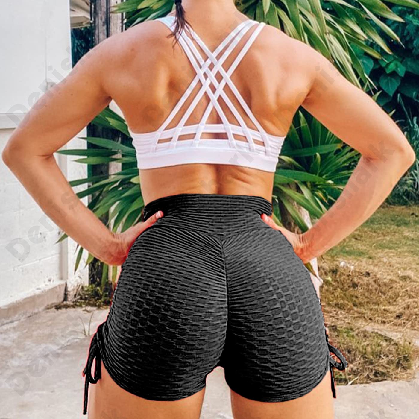 Denishark Sports Booty Shorts for Women High Waisted Bubble Textured Scrunch Butt Lifting Gym Workout Hot Pants