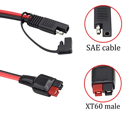 HCFeng 12AWG SAE to an-der-Son Cable Solar to SAE Extension Adapter with 1 SAE Polarity Reverse Solar Power Connector Kits for Go-al/Ze-ro Ye-ti/Su-ao-ki/Solar Generator [2Ft/60cm]
