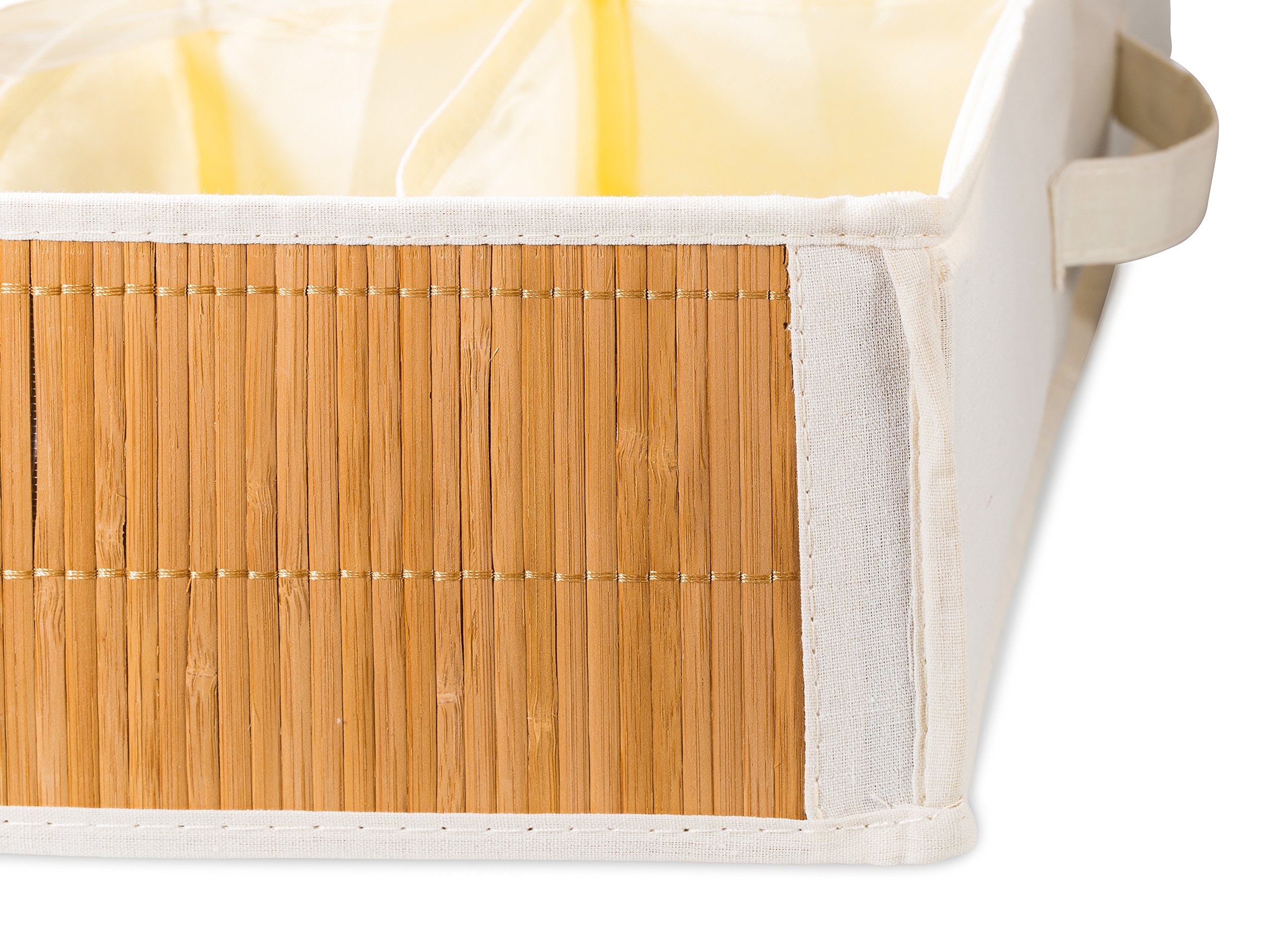 Under The Bed Shoe Organizer - Keep Your Shoes Organized with Storage for Up to Twelve Pairs of Shoes. Decorative Bamboo Siding, Easily Visible with Clear Cover and Protected from Moisture and Dust.