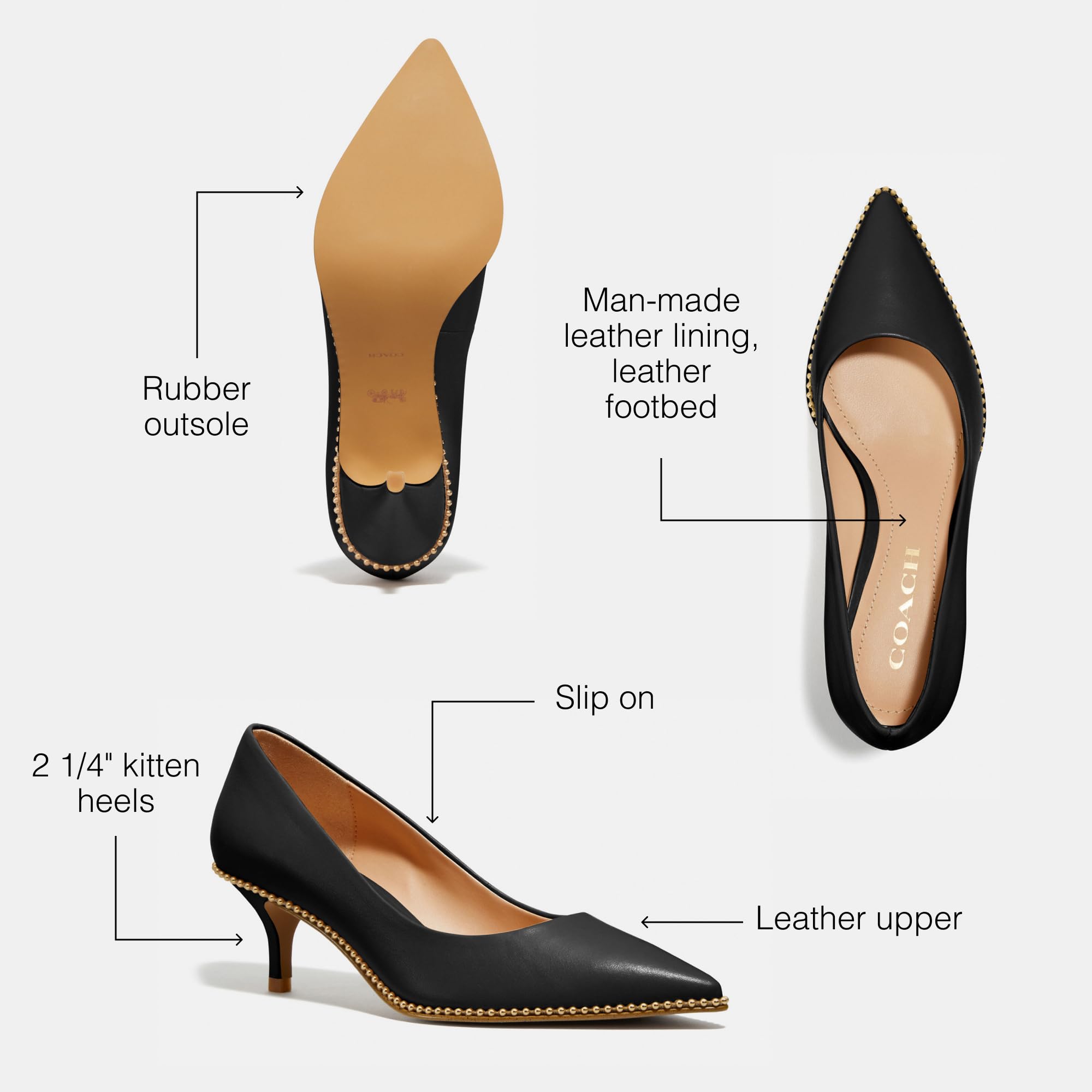 Coach Women's Jackie Leather Pump, Black, 7