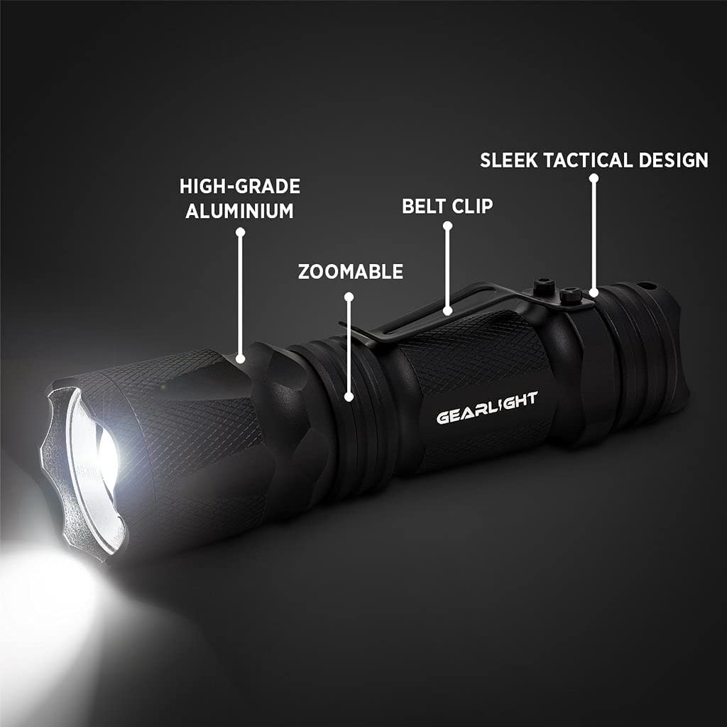 GearLight M3 Mini LED Flashlight - 2 Bright, Small Tactical Flashlights with High Lumens and Pocket Clip for Camping, Outdoor & Emergency Use 