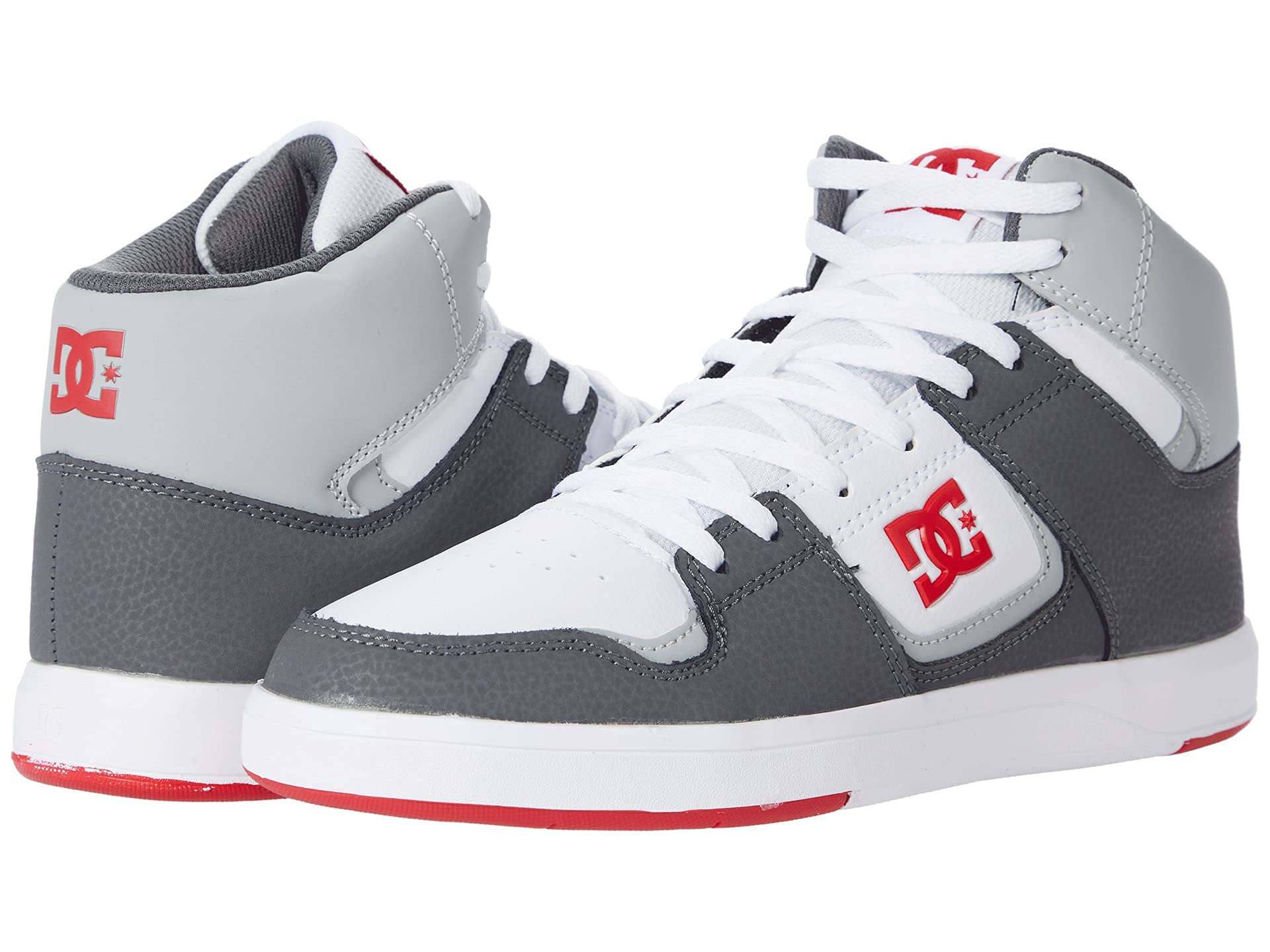 DC Cure Casual High-Top Skate Shoes Sneakers White/Grey/Red 8.5 D (M)