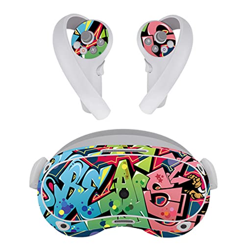 Honlyn VR Stickers Compatible with PICO 4 VR Headset, Skin Wrap Decal Cartoon Sticker Accessories (Street Trend)