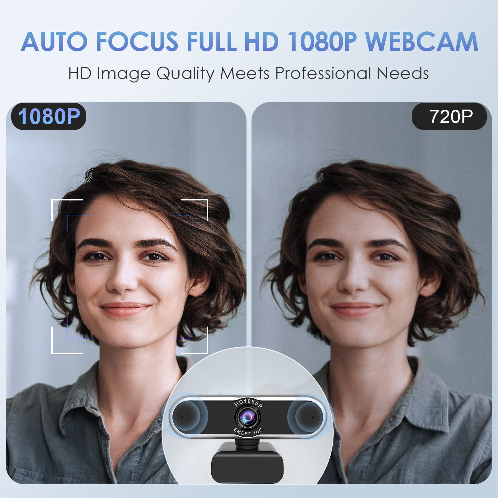 EMEET 1080P Webcam with Microphone C965 USB Speakerphone for Live Streaming, 1080p60 HD Webcam C990