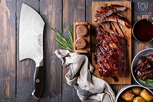 Dalstrong Cleaver Knife - 7 inch - Omega Series - BD1N-V Hyper Steel Kitchen Knife - G10 Woven Fiberglass Handle - Razor Sharp Knife - Leather Sheath Included