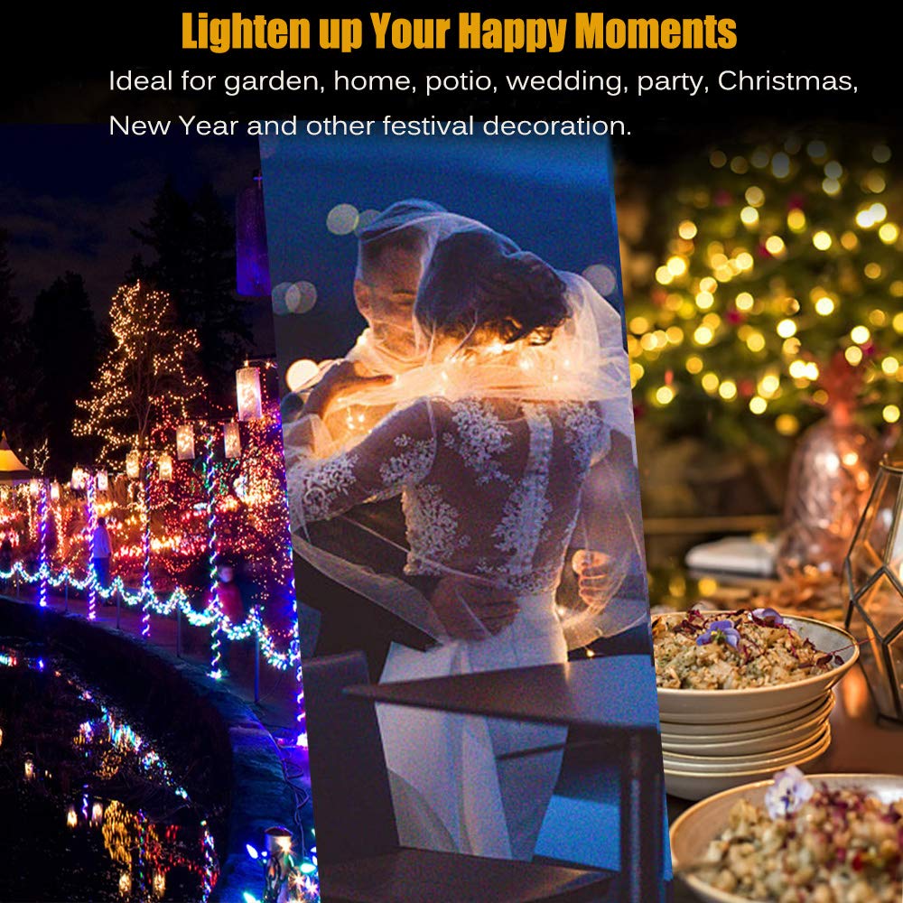 MAYSAK Solar String Lights Outdoor Waterproof 100LED 39.4ft Christmas Fairy Lights with 8 Modes Decoration Starry Light for Patio, Lawn, Landscape, Garden, Home, Wedding, Party, Xmas Tree