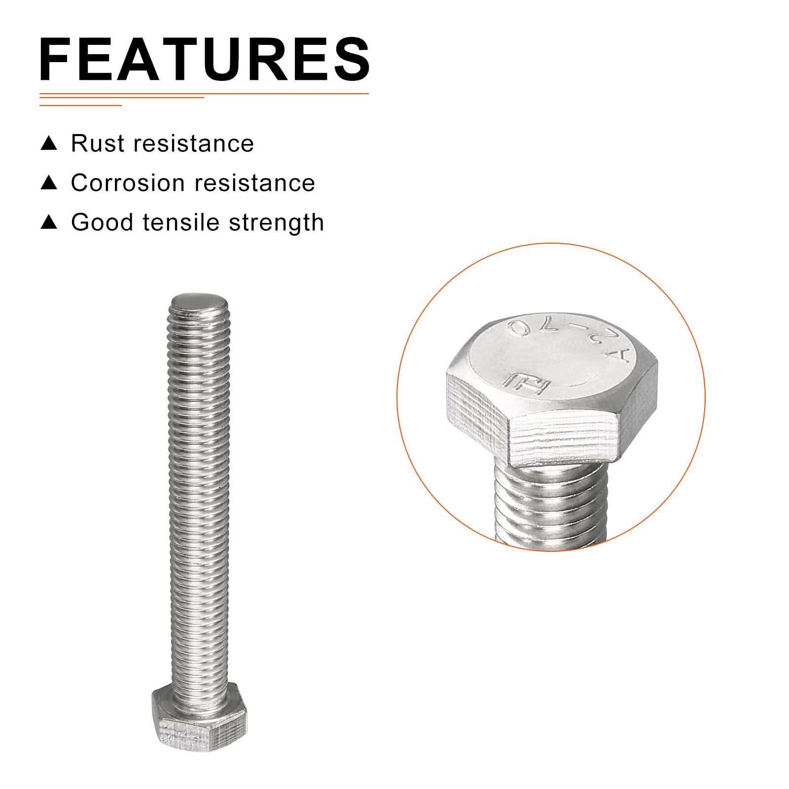 DTGN M14x100mm(DxH) Hex Bolts - 2Pack - Good for Machine Tools - 304 Stainless Steel Hexagon Head Screws