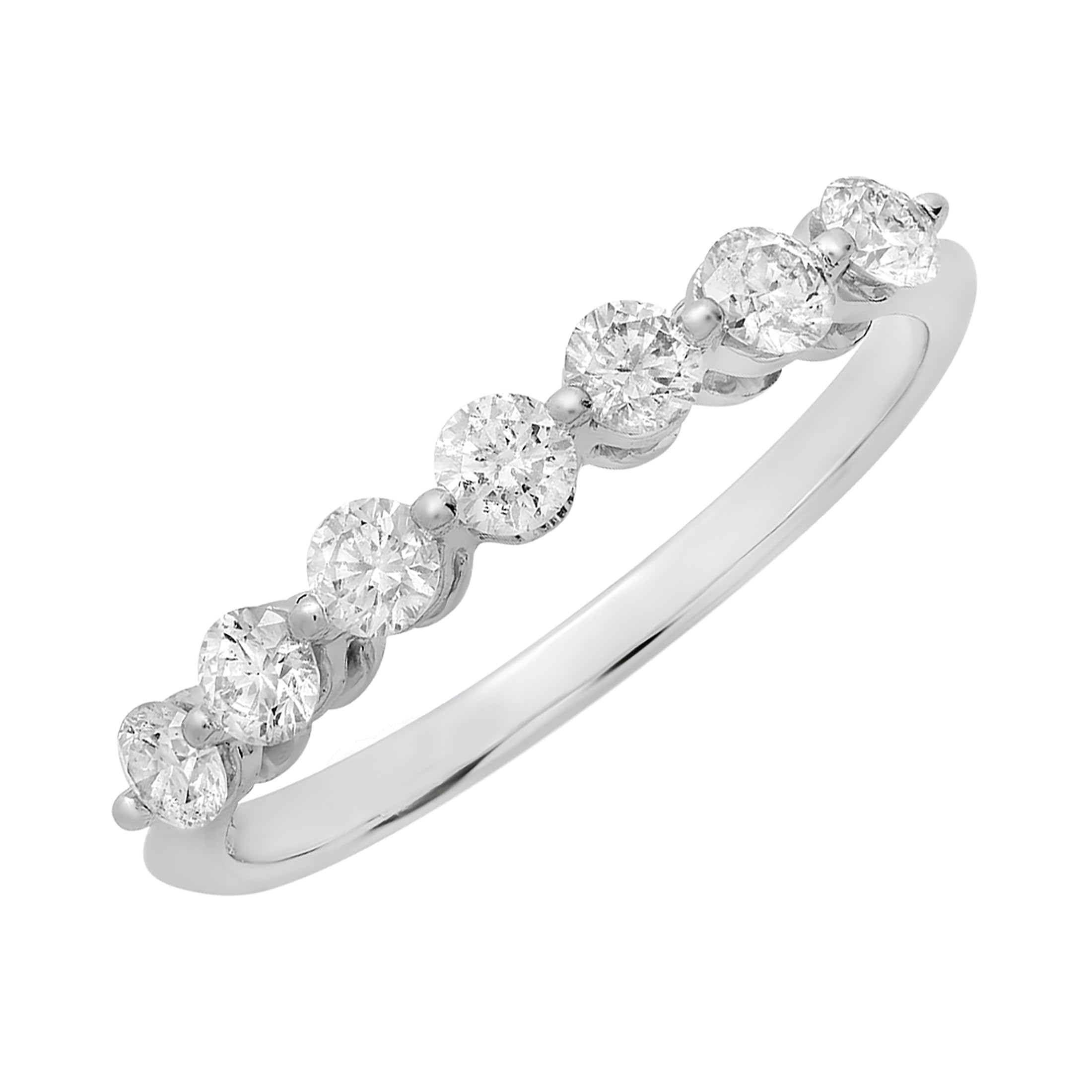 Dazzlingrock Collection 0.50 Carat (ctw) Round White Diamond Ladies Bridal Seven Stones Stackable Anniversary Wedding Band 1/2 CT|10K White Gold|Size 7