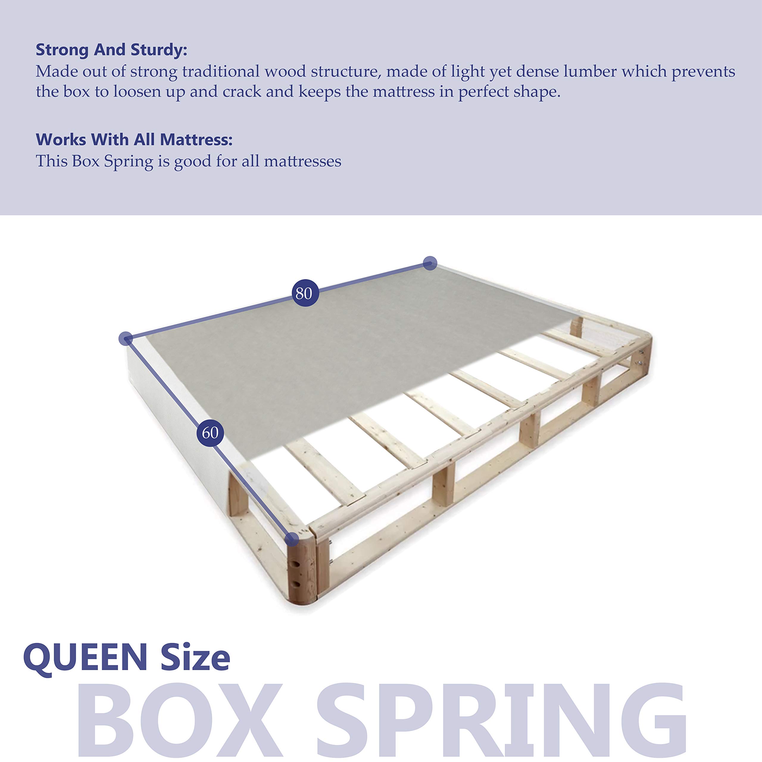 Mayton 8-Inch Wood Split Traditional Box Spring/Foundation For Mattress Set, Queen