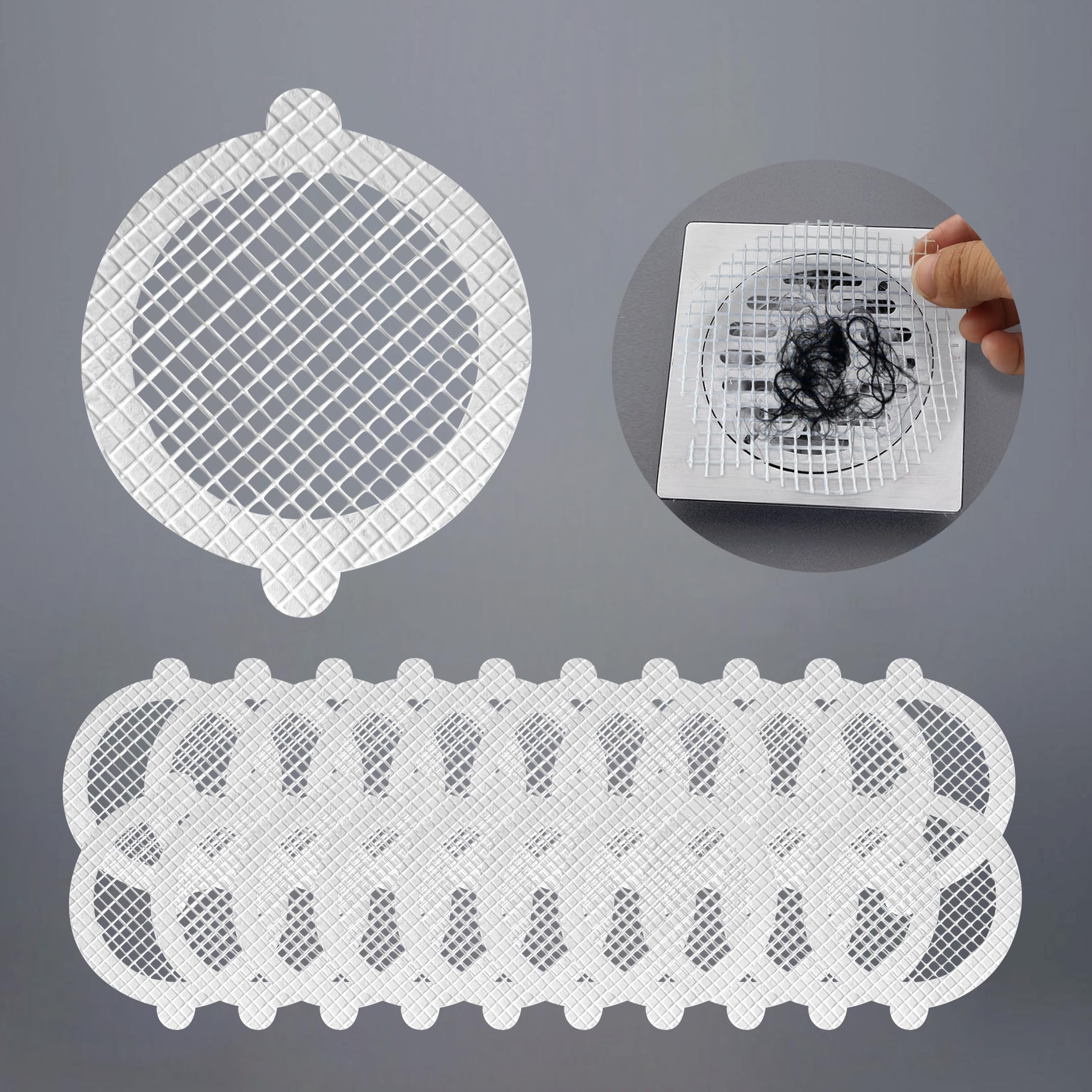 Melfluo 50 Pcs Disposable Shower Drain Cover Hair Catcher,Floor Drain Sticker,Drain Cover Sticker,Bathroom,Kitchen,Bathtub,Laundry,Shower Drain Stickers for Hair