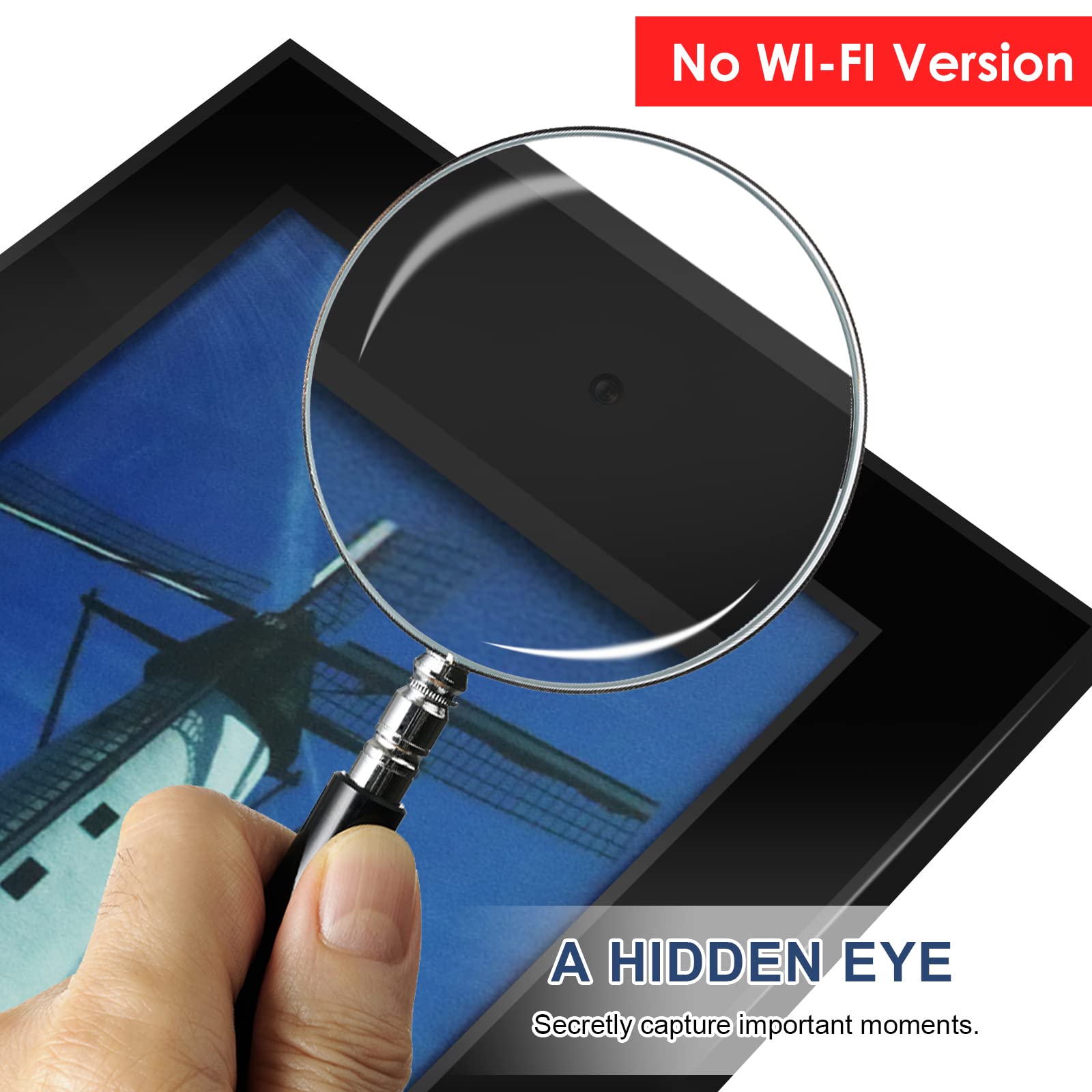 Hidden Camera Photo Frame, 1080P Indoor Mini Spy Surveillance Camera with Motion Detection, No WiFi Needed Nanny Cam for Home and Office