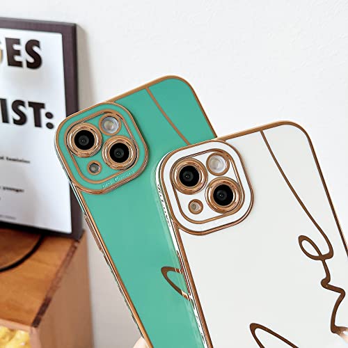 Skyseaco Compatible with iPhone 13 Case Cute, Luxury Plating Love Letter Case for Women Girls, Soft TPU Full Camera Shockproof Protective Case for iPhone 13 6.1 inch (White)