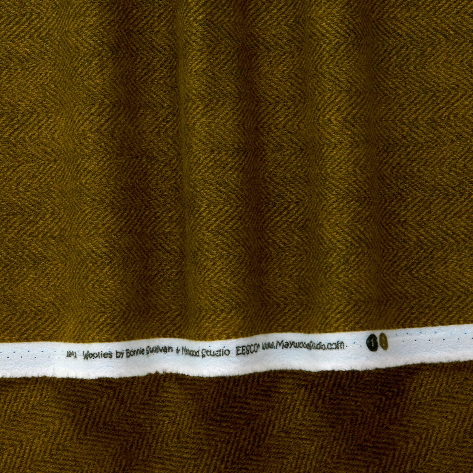 Maywood Studio Woolies Flannel Herringbone Green, Fabric by the Yard