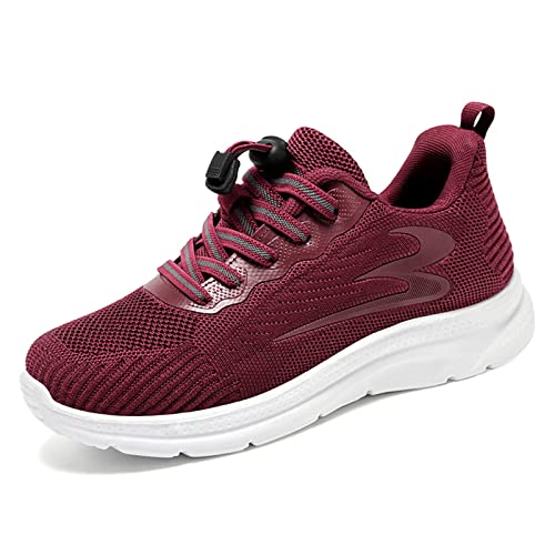 FASDNENDYS Fashion Summer and Autumn Women Shoes Fly Woven Mesh Breathable Comfortable Lightweight Collapsible Flats Red
