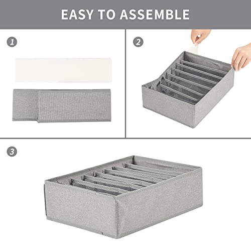 Qozary 4 Pack Drawer Organizers for Clothing, 8 Grids Foldable Closet Organizers and Storage Bins for Bedroom, Dresser Organizer Boxes for Thin T-shirts, Tank Tops, Camisoles, Tights, Leggings