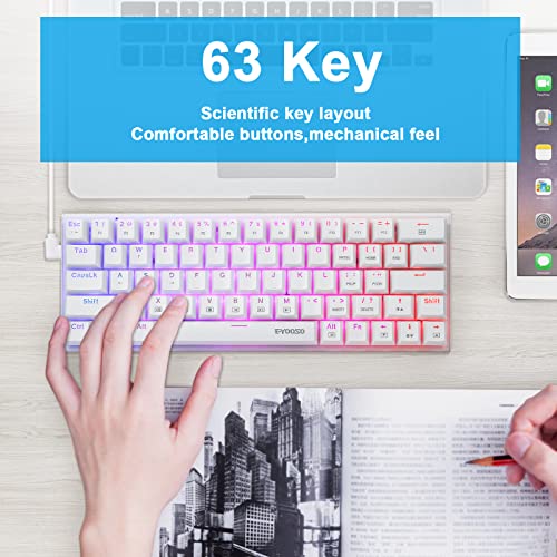 E-YOOSO Z-22 60% Mechanical Gaming Keyboards 63 Key, Type-C Wired Keyboards RGB Backlit for Laptop Computer PC Red Switch