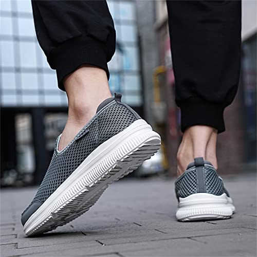 FASDNENDYS Fashion Summer Men Breathable Mesh Shallow Mouth Slip On Lightweight Casual Shoes Sneaker Rack for Men 50 Grey