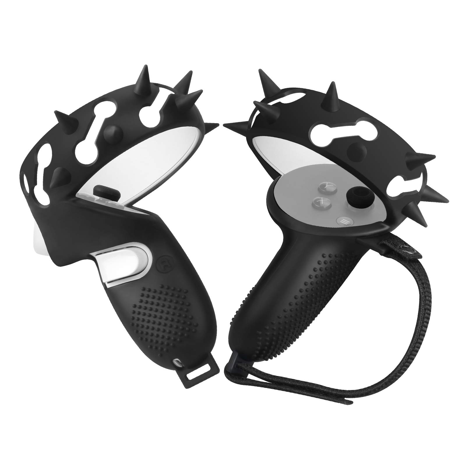 Eyglo Face Silicone Cover +Controller Grip Cover for Oculus Quest 2 Anti Slip Anti Collision Handle Protective Covers for Controllers with Adjustable Strap Accessories for Oculus Quest 2 (Black)