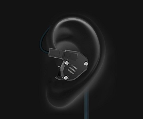 Quad Driver Headphones,ERJIGO KZ ZS6 High Fidelity Extra Bass Earbuds Without Microphone,with Detachable Cable (with Mic, Black)