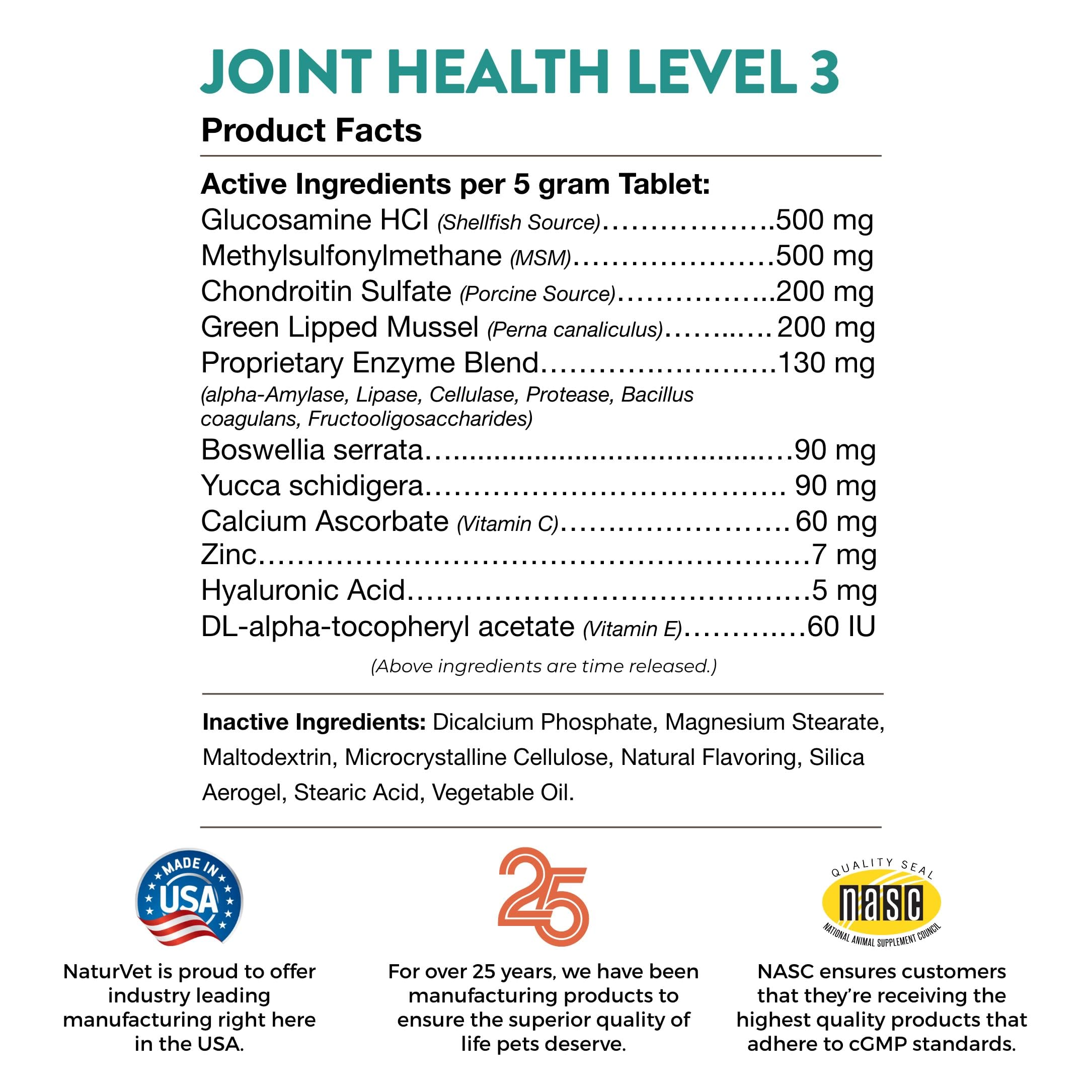 NaturVet Joint Health Time Release Level-3 Supreme Hip & Joint Dog Supplement