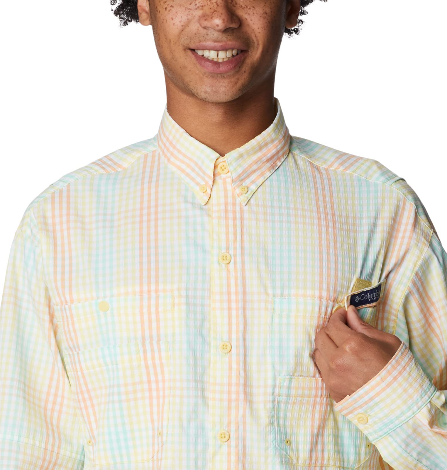 Columbia Men's Super Tamiami Long Sleeve Shirt, Sunlit Blanket Gingham, Medium