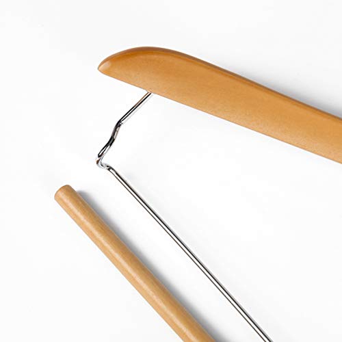 Quality Hangers Wooden Hangers Beautiful Sturdy Suit Coat Hangers with Locking Bar Glossy Natural Wood (20)