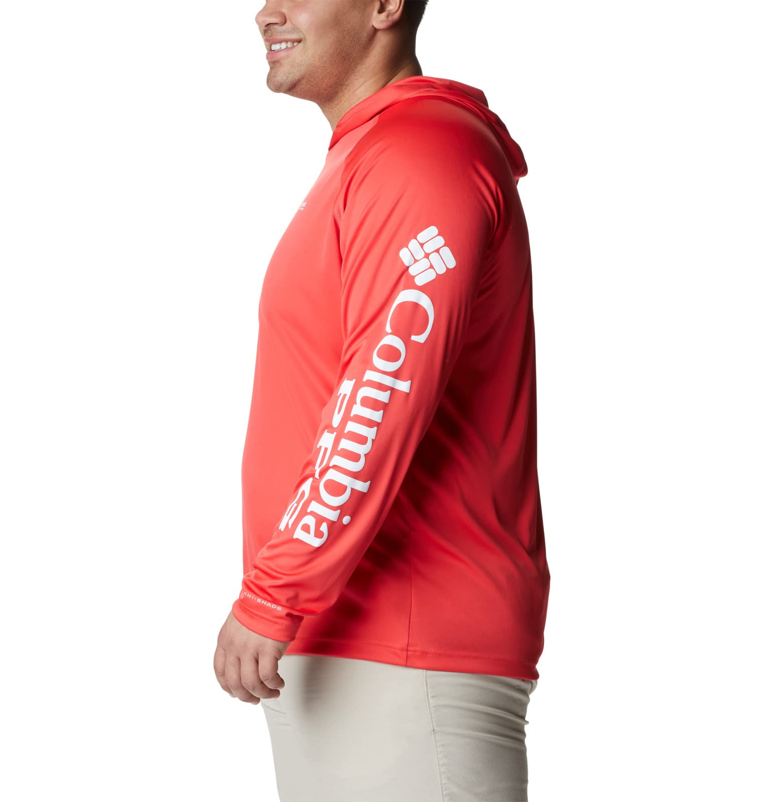 Columbia Men's Terminal Tackle Hoodie, Red Hibiscus/White Logo, X-Large