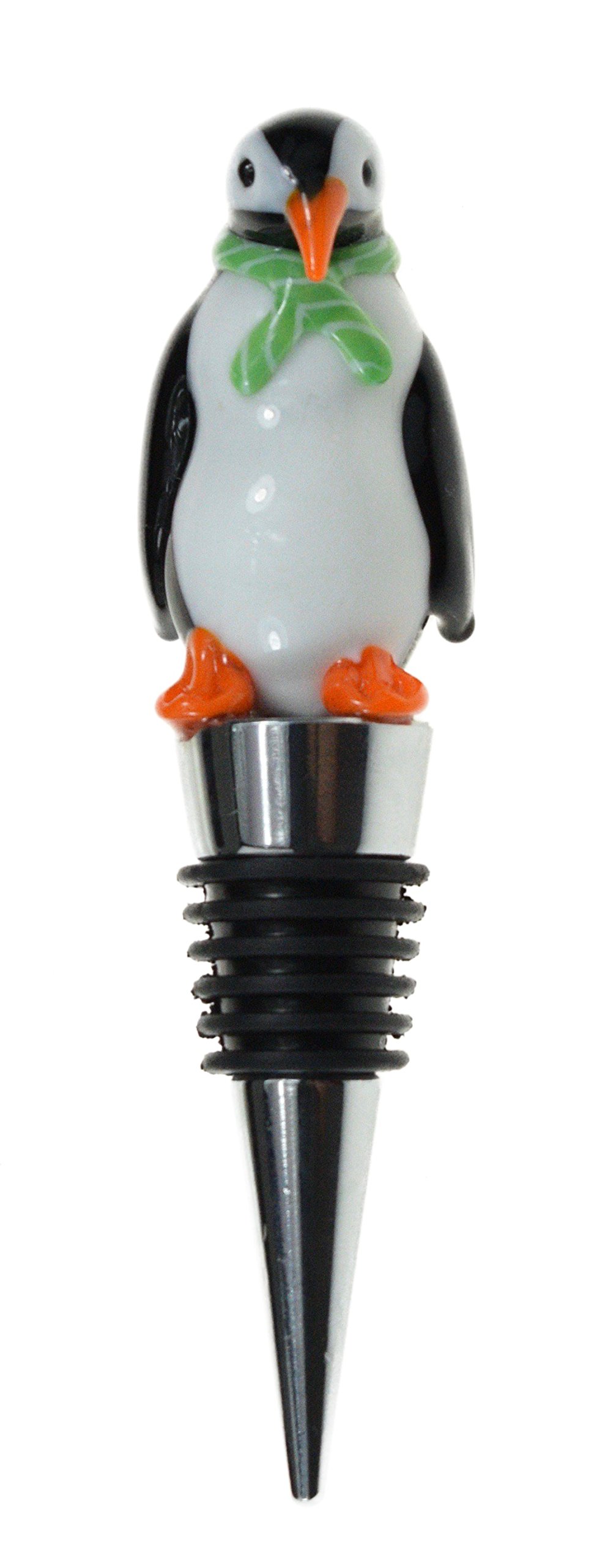 Glass Penguin Wine Bottle Stopper - Decorative, Unique, Handmade, Eye-Catching Glass Wine Stoppers – Penguin Wine Stopper, Wine Accessories, Penguin Gift for Host/Hostess - Wine Corker / Sealer