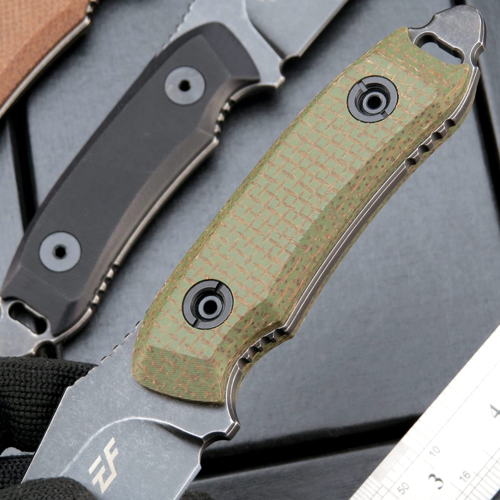 Eafengrow EF126 Fixed Blade Knife 14C28N Steel Blade, Micarta Handle Full Tang Fixed Knife for Outdoor Camping Hunting Survival EDC Tool Knife(Army Green)