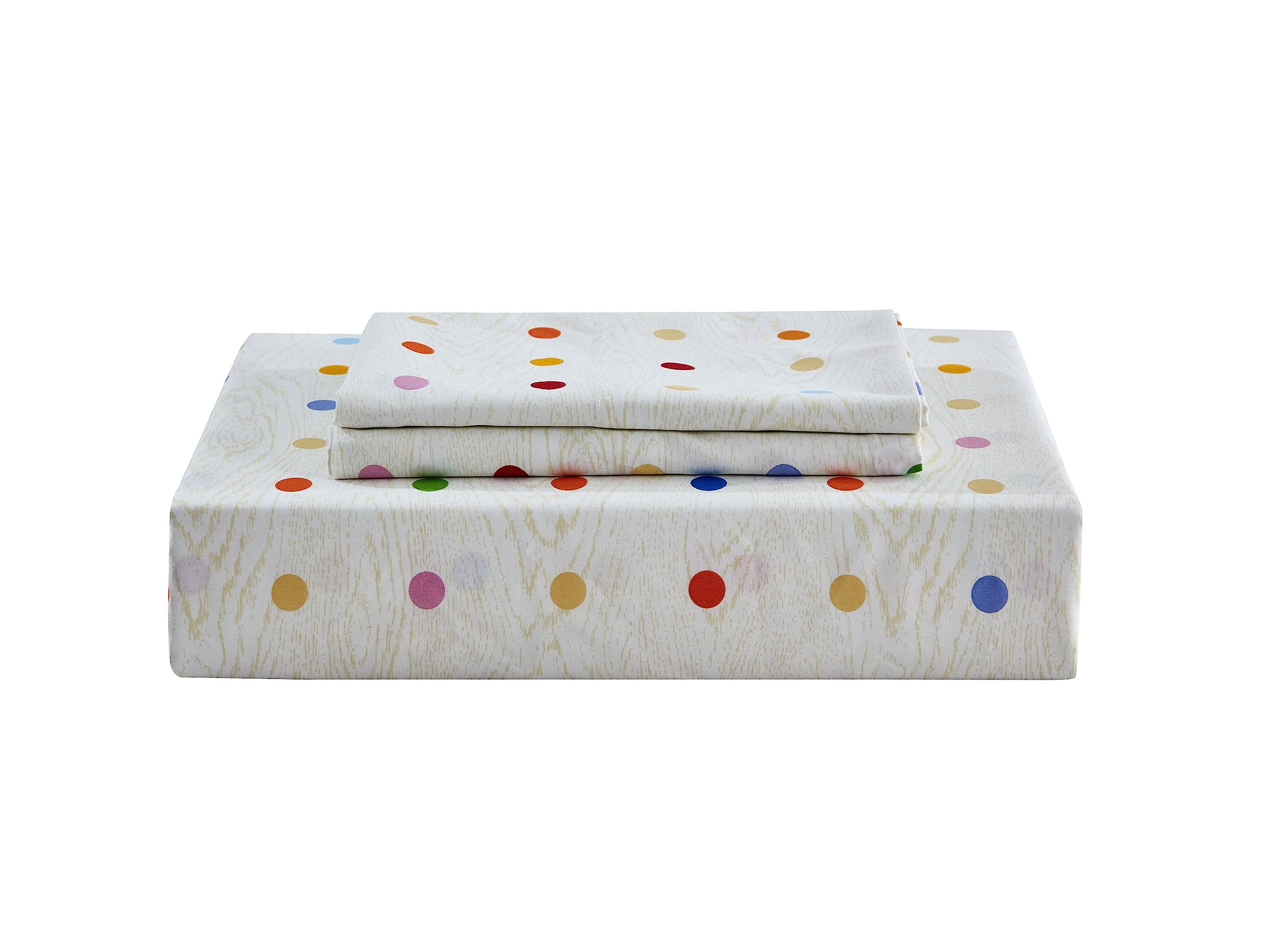 MengBoo Duvet Cover Set 3 pcs(1 Duvet Cover+2 Pillowcases) 100% Cotton Sateen Woven Hidden Zipper Closure (Dot, Twin)
